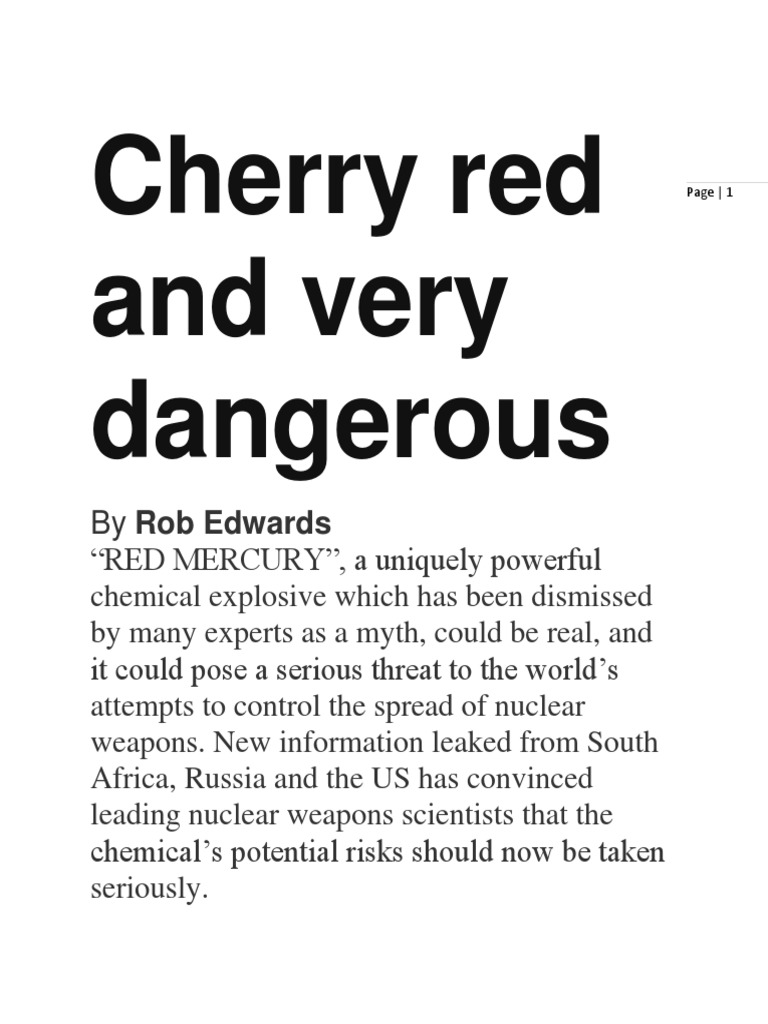 Cherry Red and Very Dangerous | PDF | Nuclear Weapons | Uranium