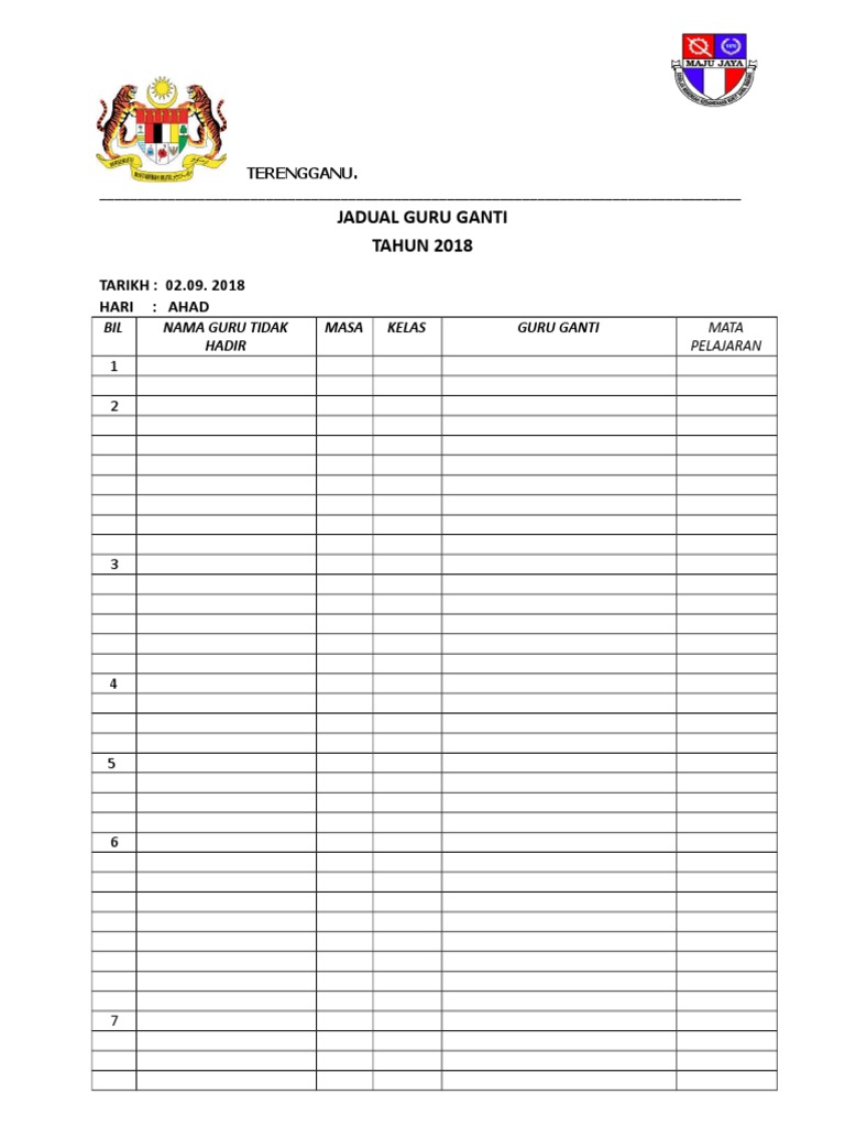 Jadual Relief Kelas SMK Bukit Sawa | PDF