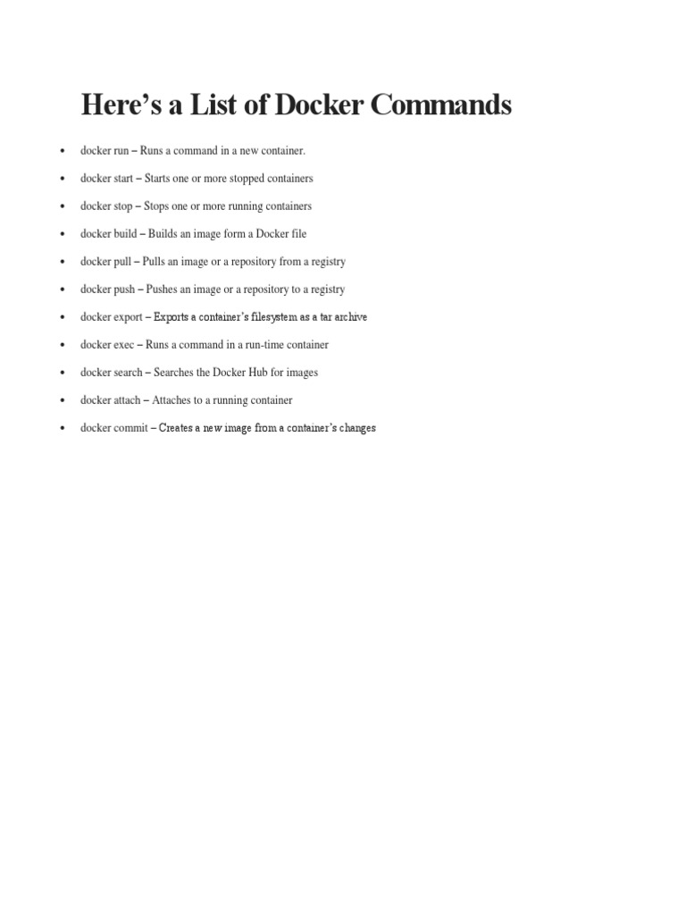Here's A List of Docker Commands | PDF | Operating System Technology | Data Management
