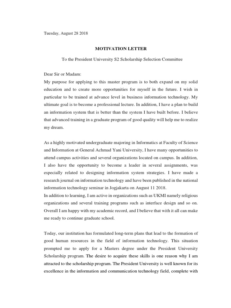 Motivation Letter | PDF