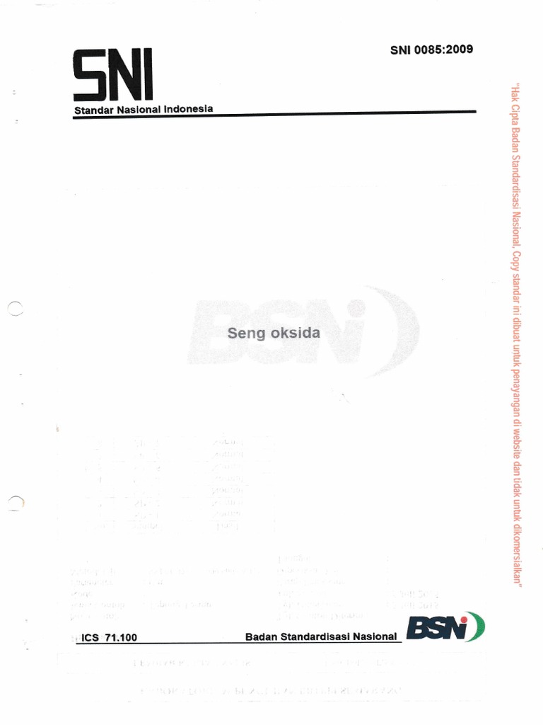 Seng Oksida Sni 0085 2009 Pdf