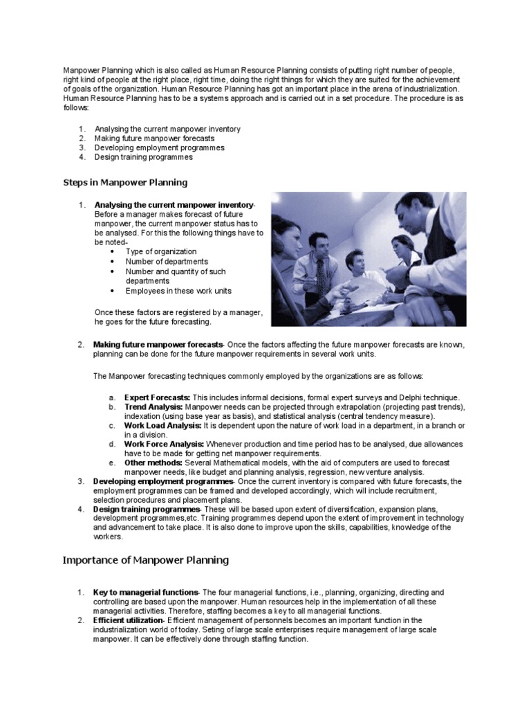 Steps in Manpower Planning | PDF | Human Resources | Forecasting