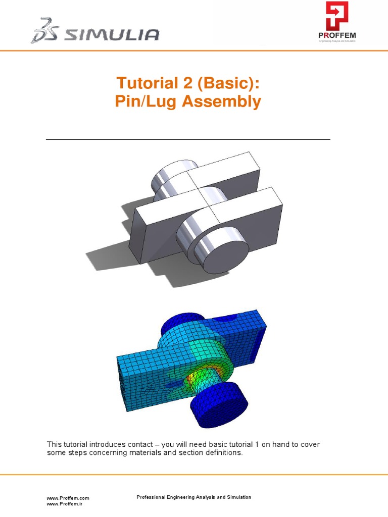 Tutorial 2 (Basic) : Pin/Lug Assembly: 5Dplq5Ldkl | PDF | Simulation | Area