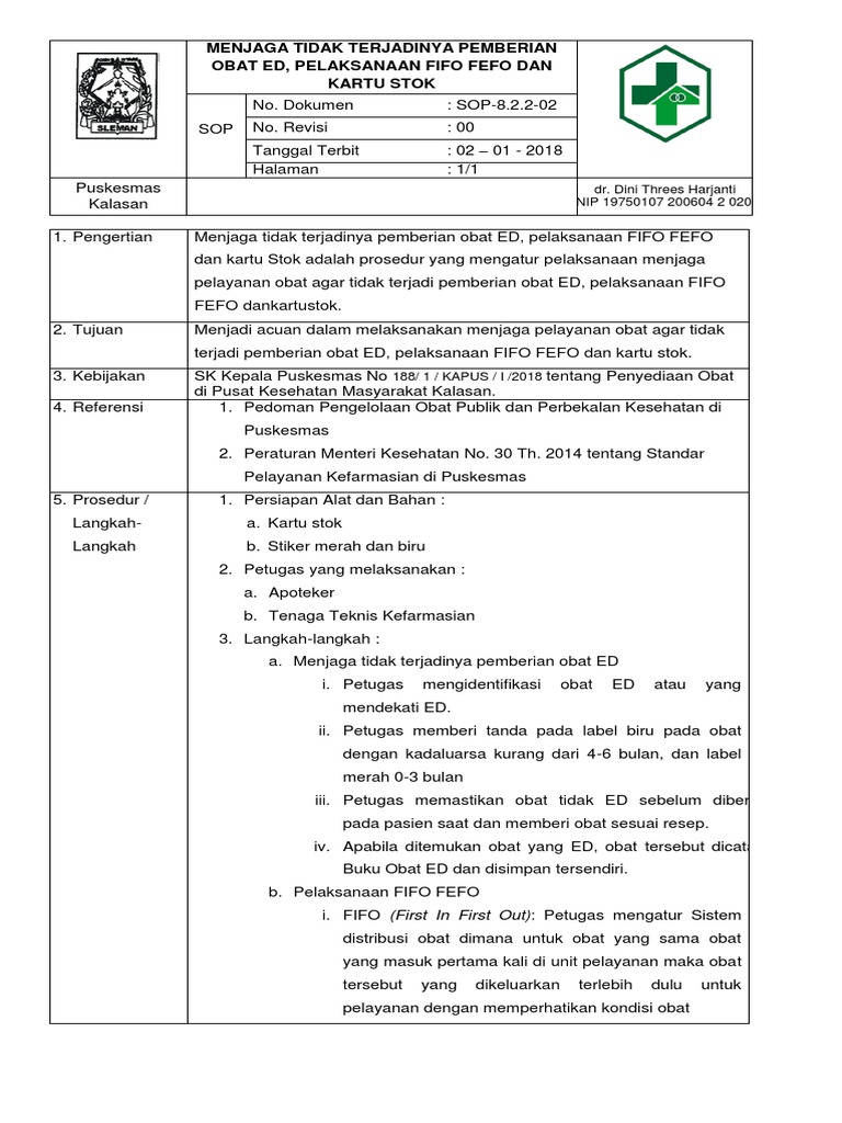 MENJAGA TIDAK TERJADINYA PEMBERIAN OBAT ED, PELAKSANAAN FIFO FEFO DAN ...