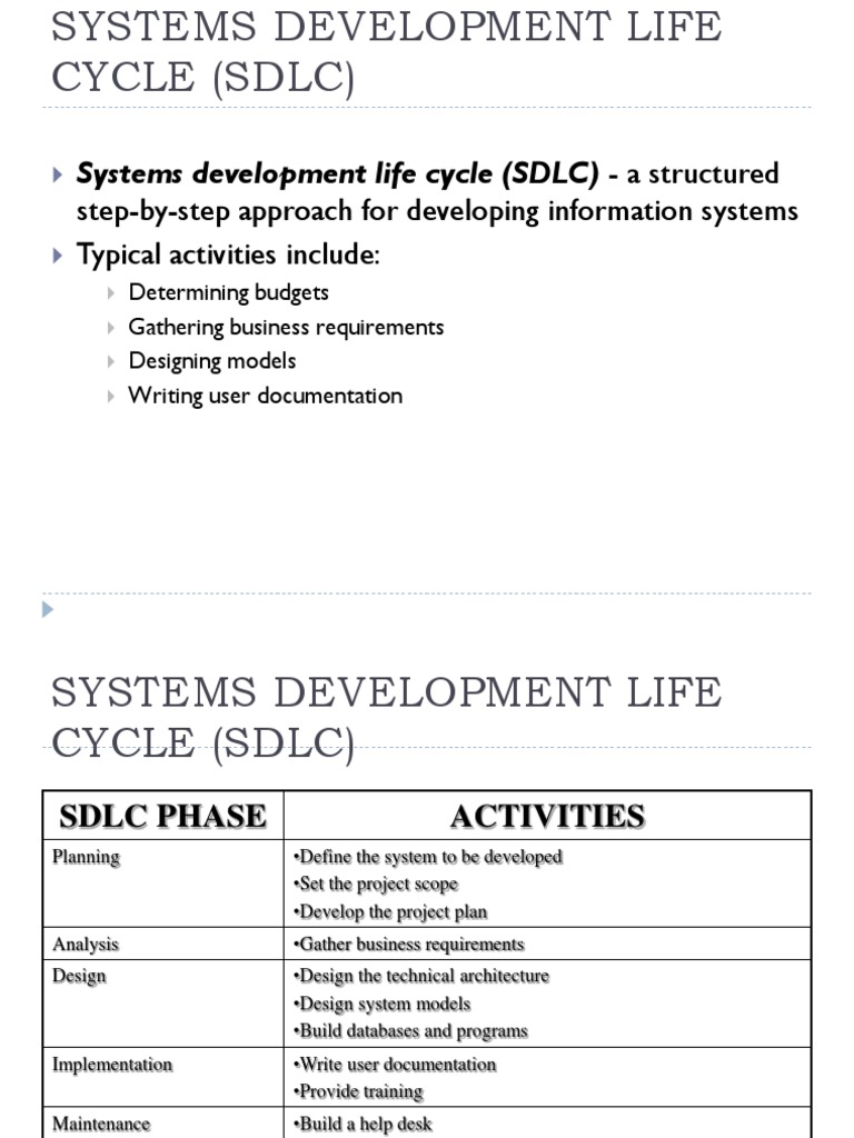 Systems Development Life Cycle (SDLC) - A Structured | PDF | Software Development Process ...
