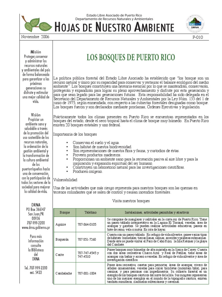 Bosques de Puerto Rico: Conservación y Uso | PDF | Puerto Rico | Los ...