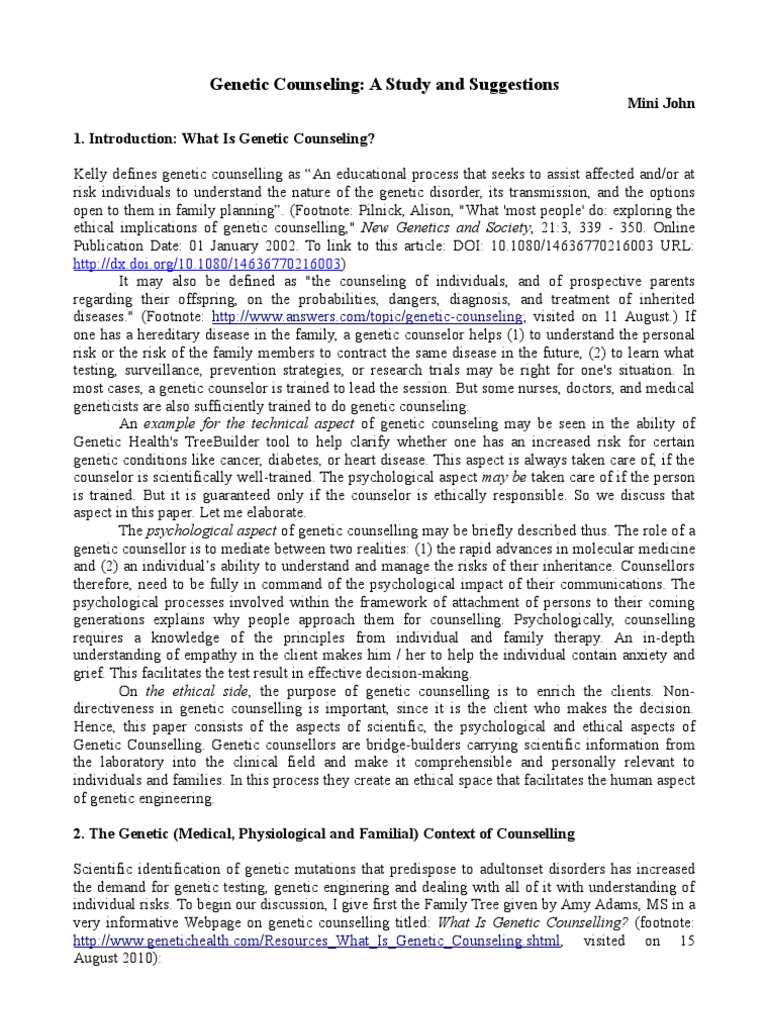 Genetic Counselling | PDF | Genetic Counseling | Attachment Theory