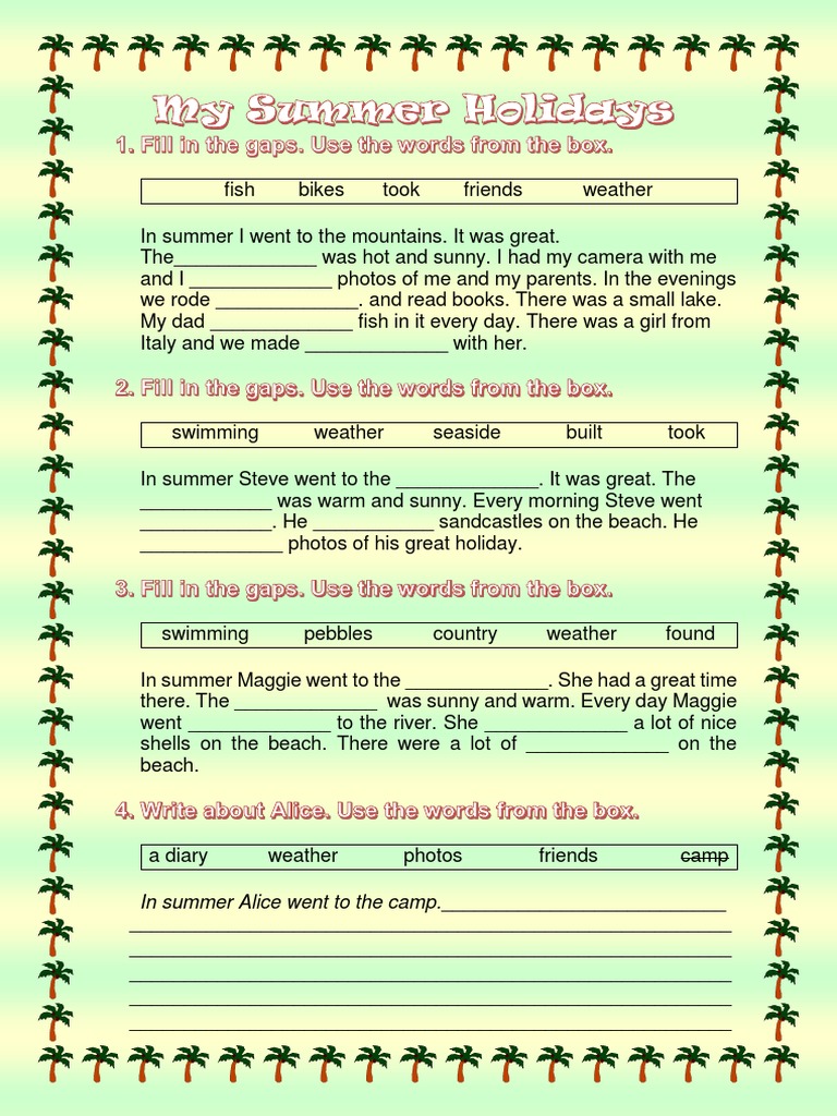 My Summer Holidays Icebreakers | PDF