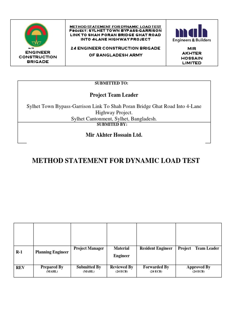 Dynamic Load Test Method Statement | PDF | Deep Foundation | Mechanical ...