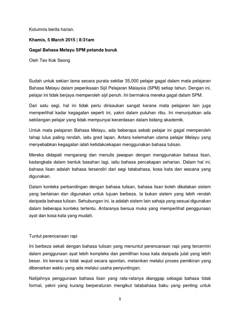 SKRIP DEBAT BM - Pembangkang | PDF