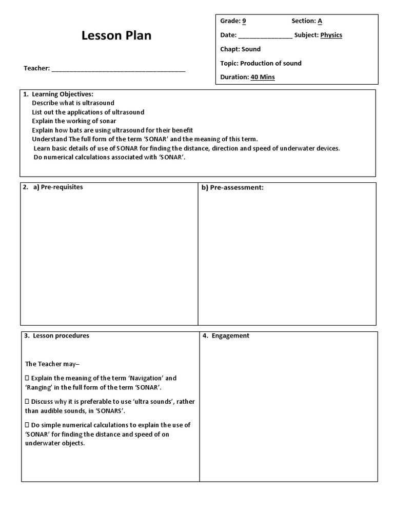 Lesson Plan Physics Sound4 | PDF | Ultrasound | Sonar