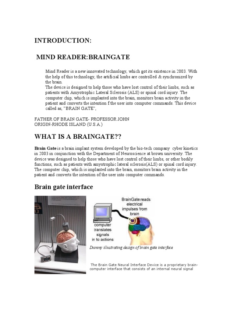 On Brain Gate Pdf Brain Nervous System
