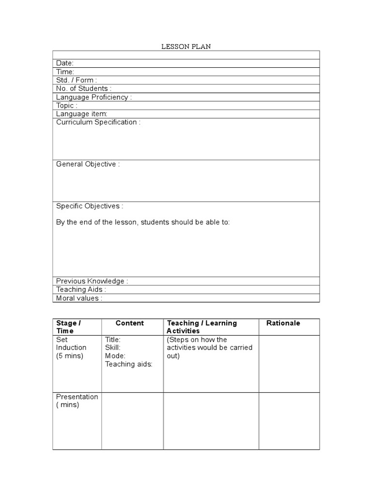 Comprehensive Lesson Plan Template | PDF