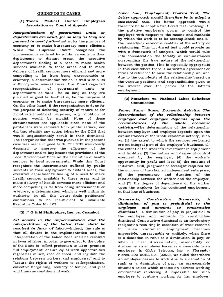 Guideposts Cases | PDF | Independent Contractor | Employment