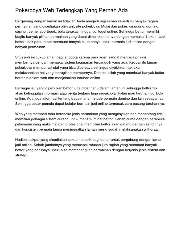 Pokerboya Web Terlengkap Yang Pernah Ada | PDF | Game & Aktivitas
