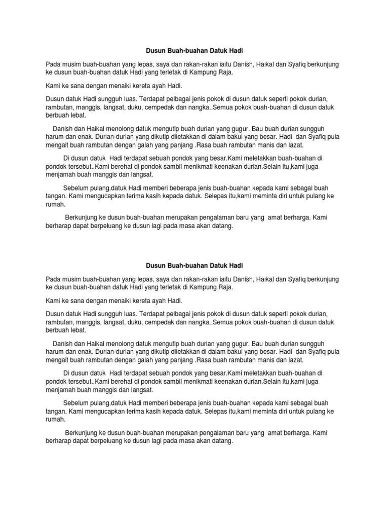 Dusun Buah-Buahan Datuk Hadi | PDF