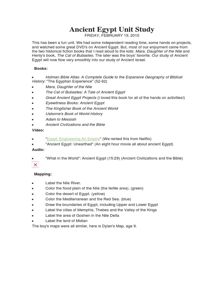 Engaging Ancient Egypt Unit Study | PDF | Papyrus | Ancient Egypt