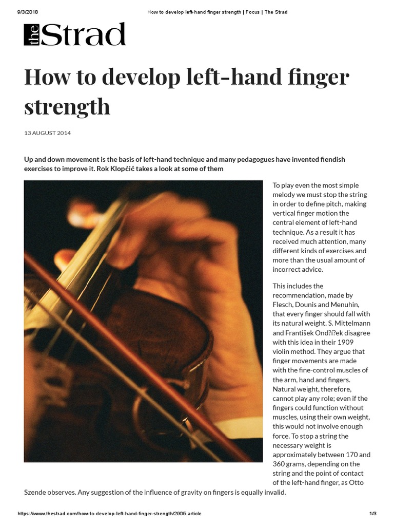 How To Develop Left-Hand Finger Strength - Focus - The Strad | PDF ...