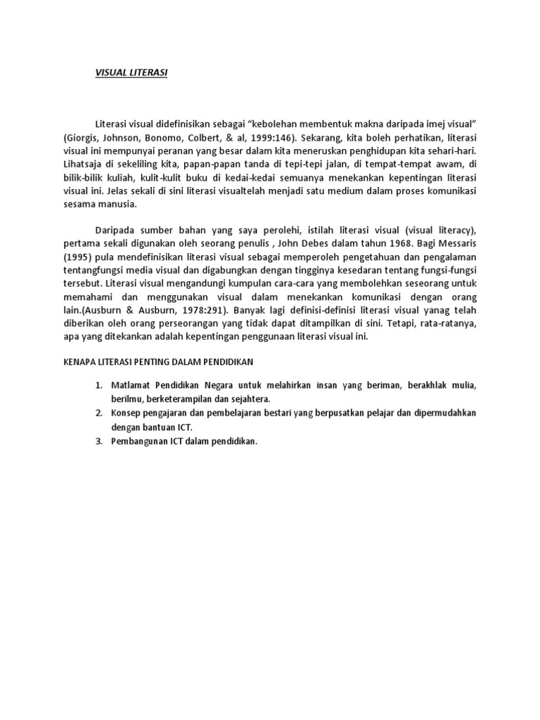 Literasi Visual Didefinisikan Sebagai | PDF