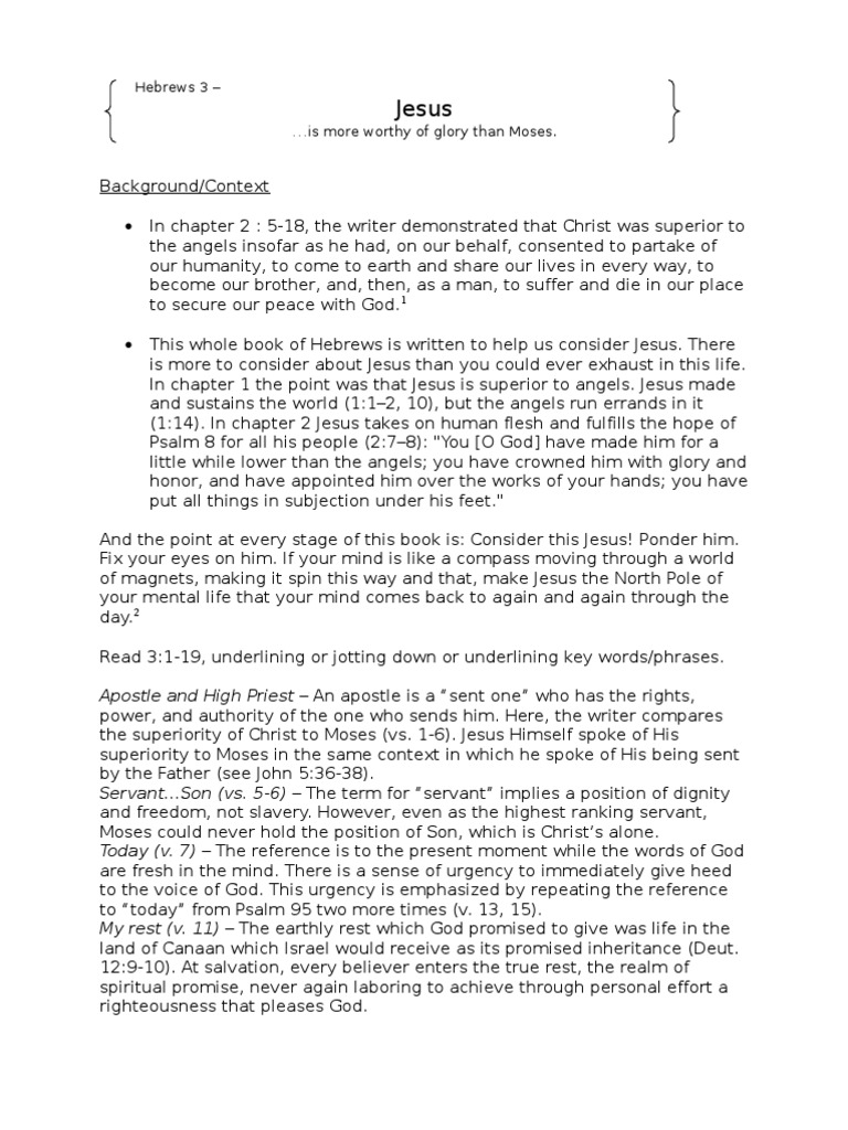 Hebrews Chapter 3 Study Guide | PDF | Epistle To The Hebrews | Moses