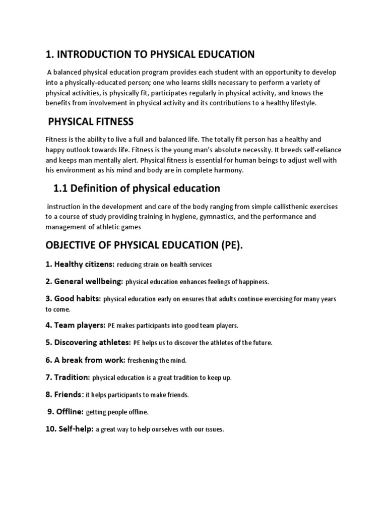 Introduction To Physical Education | PDF | Physical Education ...