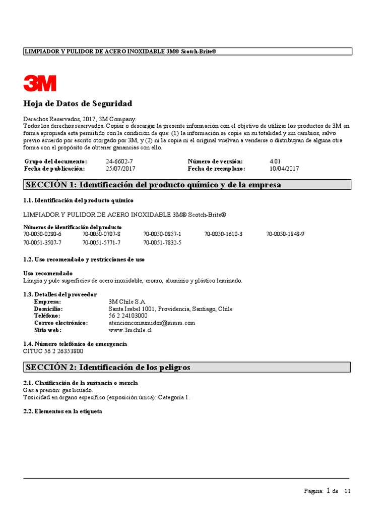 MSDS 3M | PDF | Agua | Química