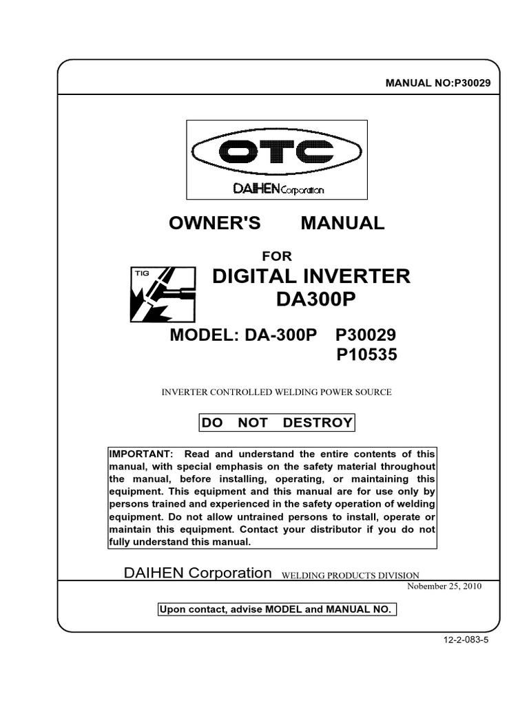 DA300P Digital Inverter Welding Manual | PDF | Welding | Construction