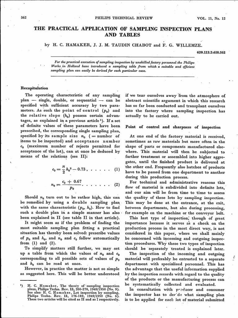 A Lesson From PHILIPS FACTORY On Sampling Plans | PDF | Sampling (Statistics) | Probability