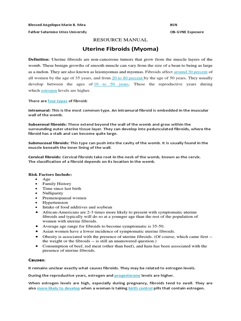 Uterine Fibroids Report | PDF | Pregnancy | Rtt