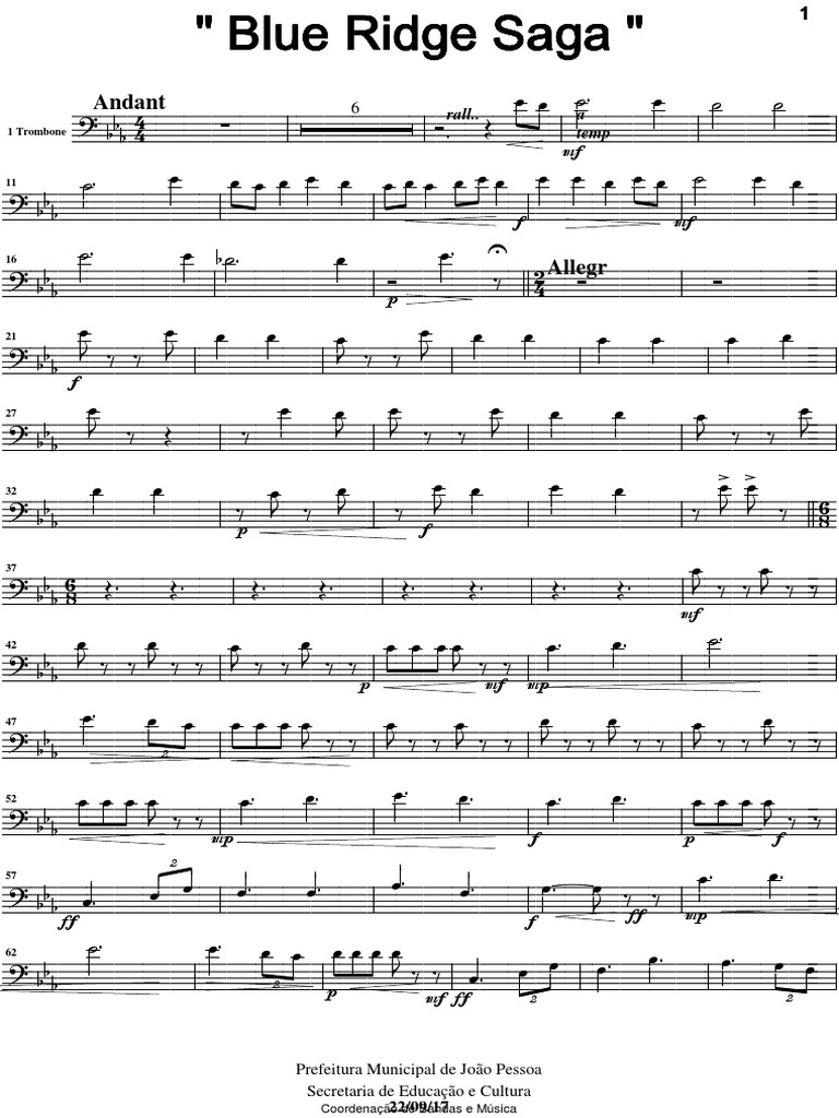 Blue Ridge Saga - 1 Trombone | PDF
