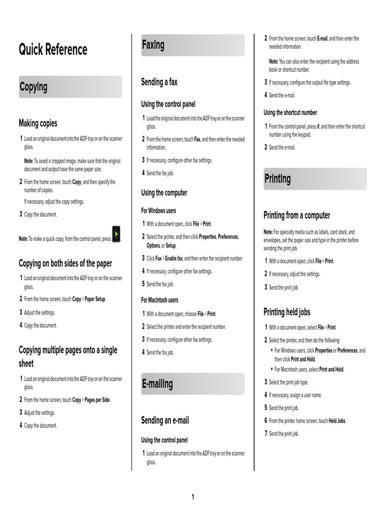 Cx92x QRG en | PDF | Printer (Computing) | Fax