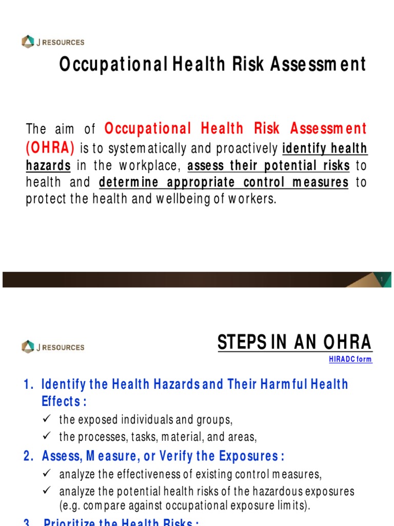 Occupational Health Risk Assessment | PDF | Occupational Safety And ...