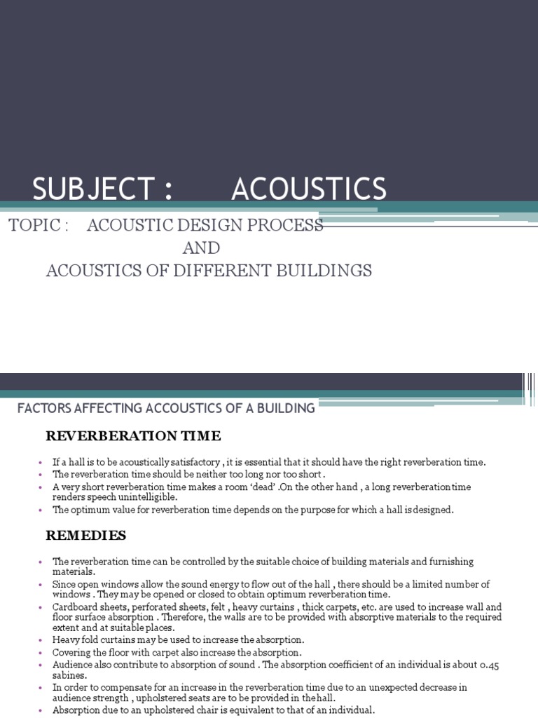 Acoustic Design for Optimal Building Sound | PDF | Sound | Frequency