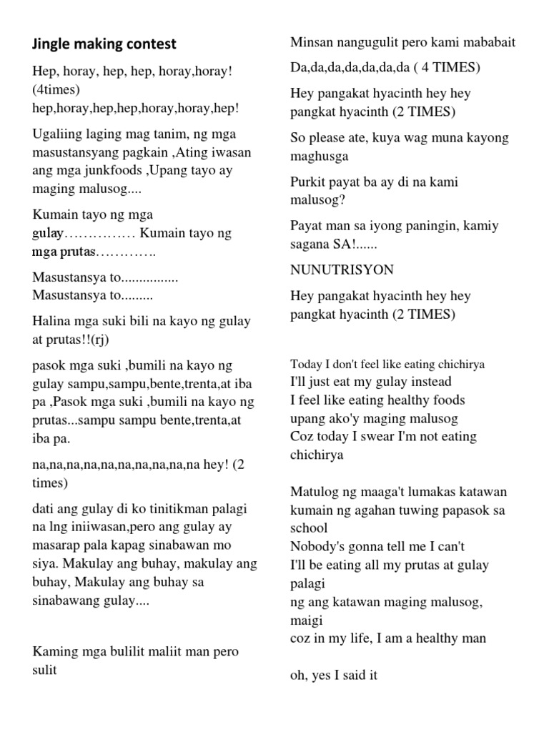 Jingle Making Contest | PDF