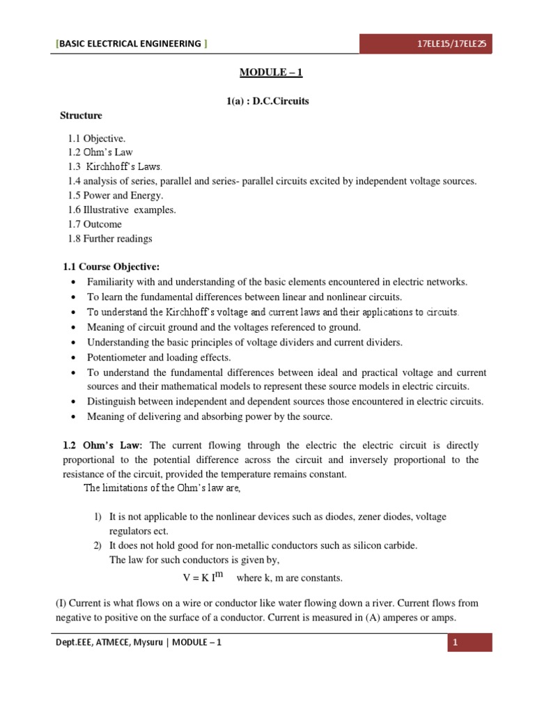 Module 1 - BEE - DC Circuits & Electromagnetic Induction | Download Free PDF | Inductance ...