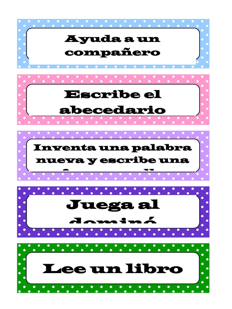 Tarjetas Fast Finishers Alargadas Con Texto | PDF