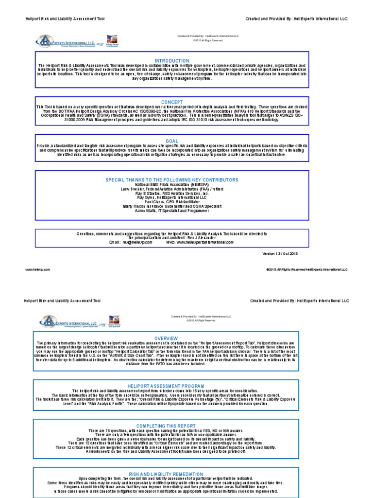 HeliExperts Heliport Risk and Liablity Asessment Toolkit V1.3L | PDF ...
