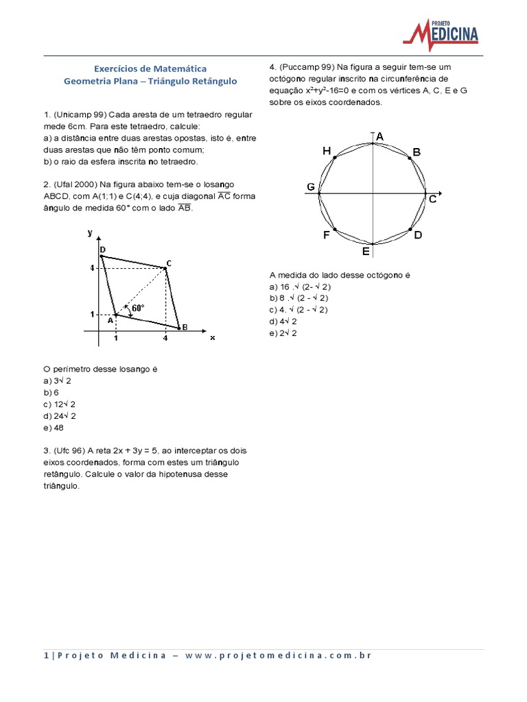 Matematica Geometria Plana Triangulo Retangulo Pdf Pdf Triângulo