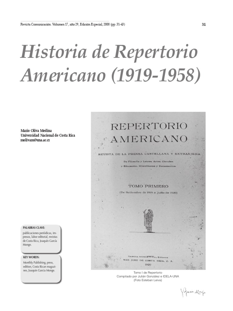 Historia de Repertorio Americano (1919-1958) | PDF | Periódico Y Revista