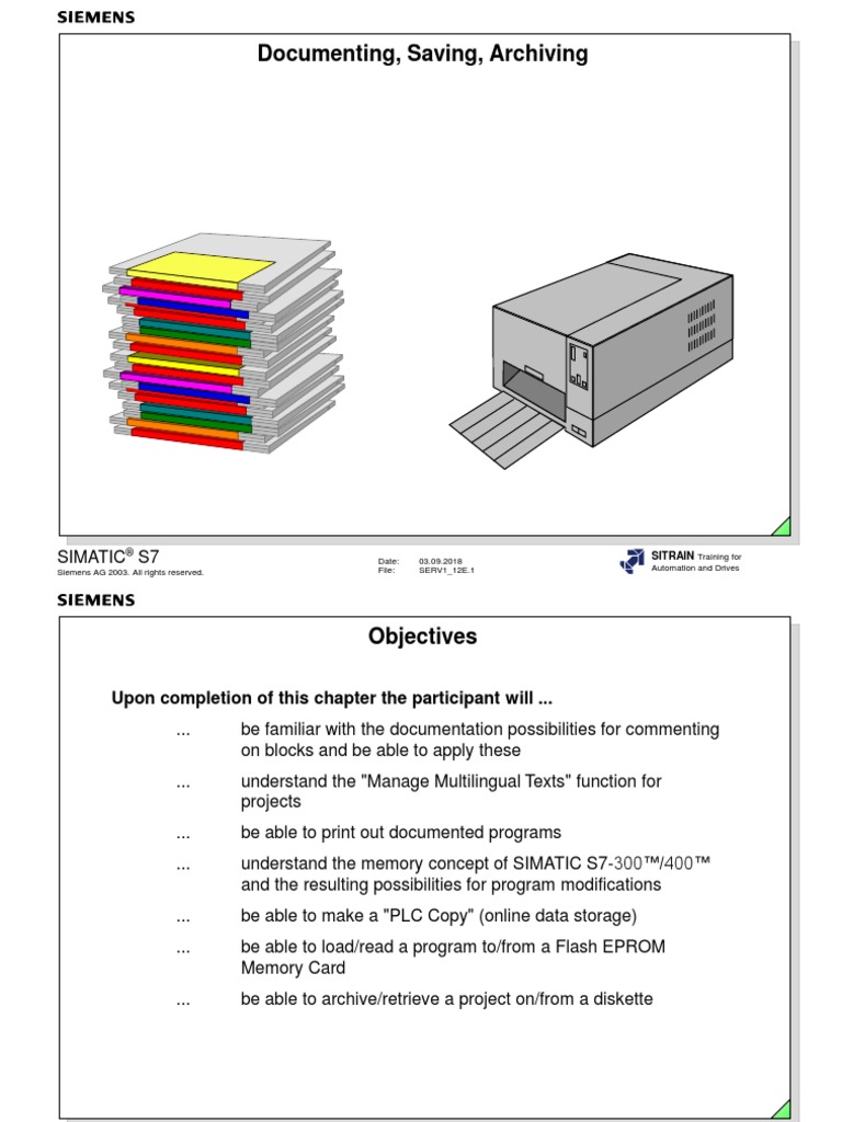 Documenting, Saving, Archiving: Simatic S7 | PDF | Random Access Memory | Flash Memory