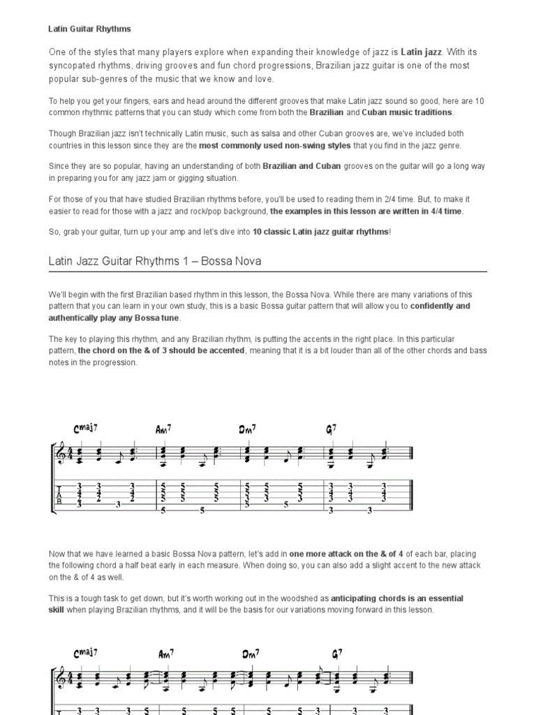 10 Latin Jazz Guitar Rhythms | Download Free PDF | Jazz | Music Theory