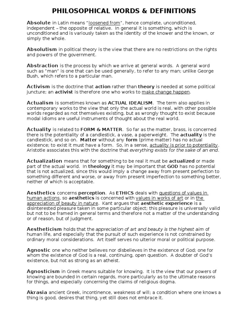 Philosophical Terms Defined | PDF | Reason | Epistemology