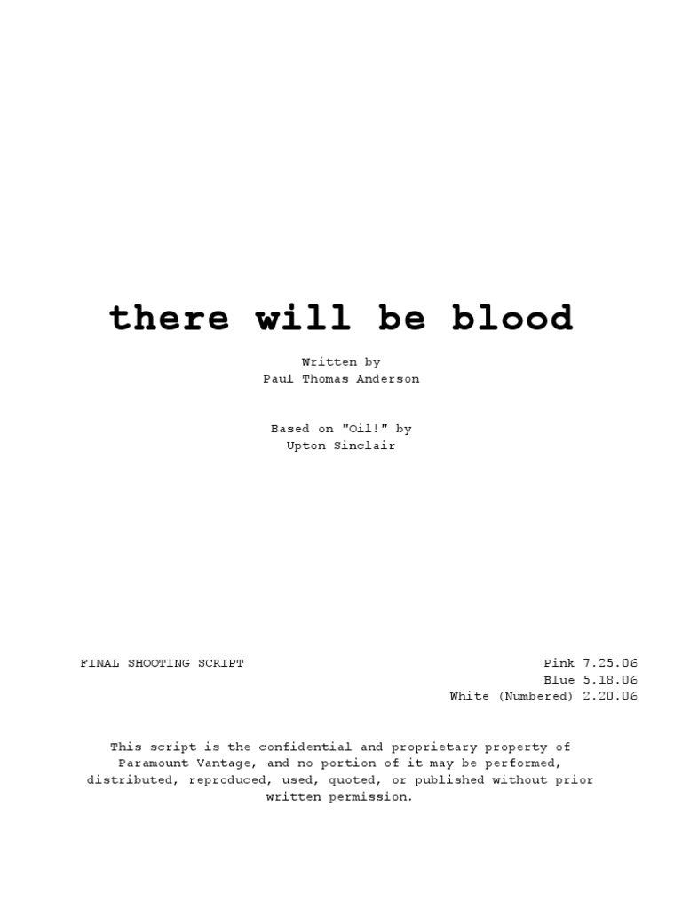 There Will Be Blood Script | PDF