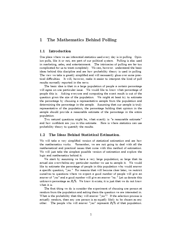 1 The Mathematics Behind Polling | PDF | Opinion Poll | Statistics