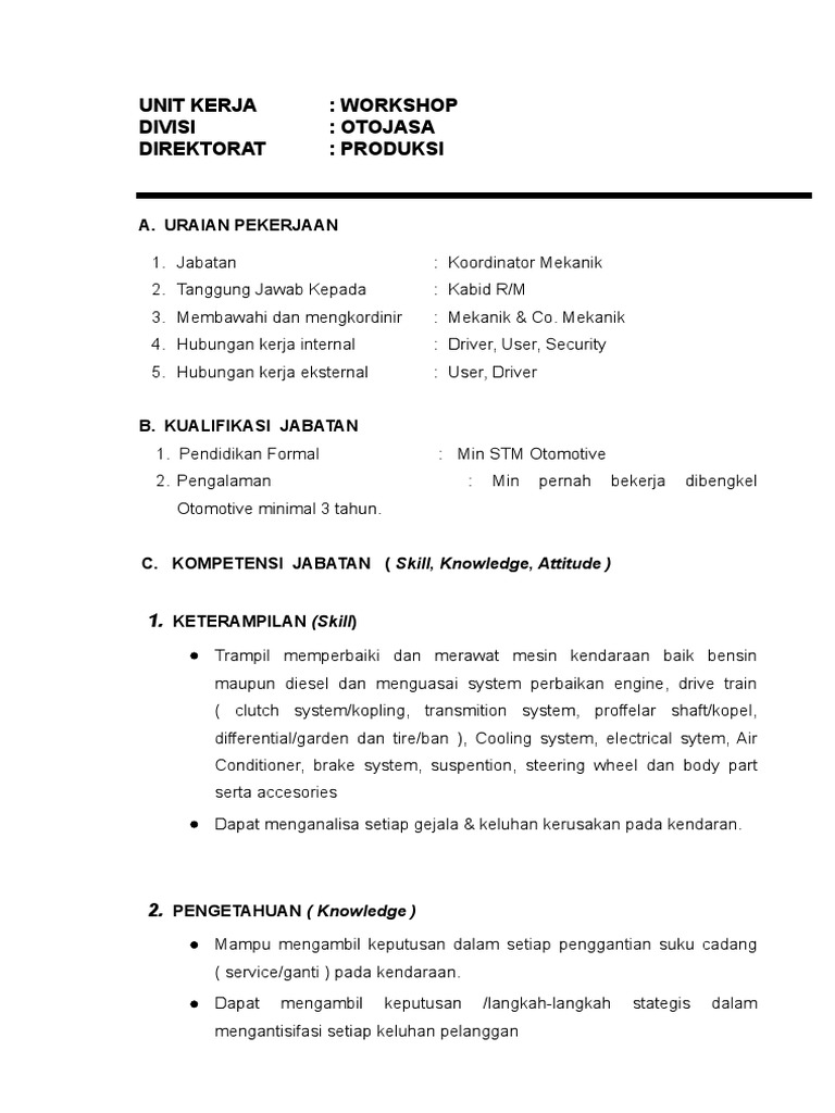 Contoh Job Description | PDF