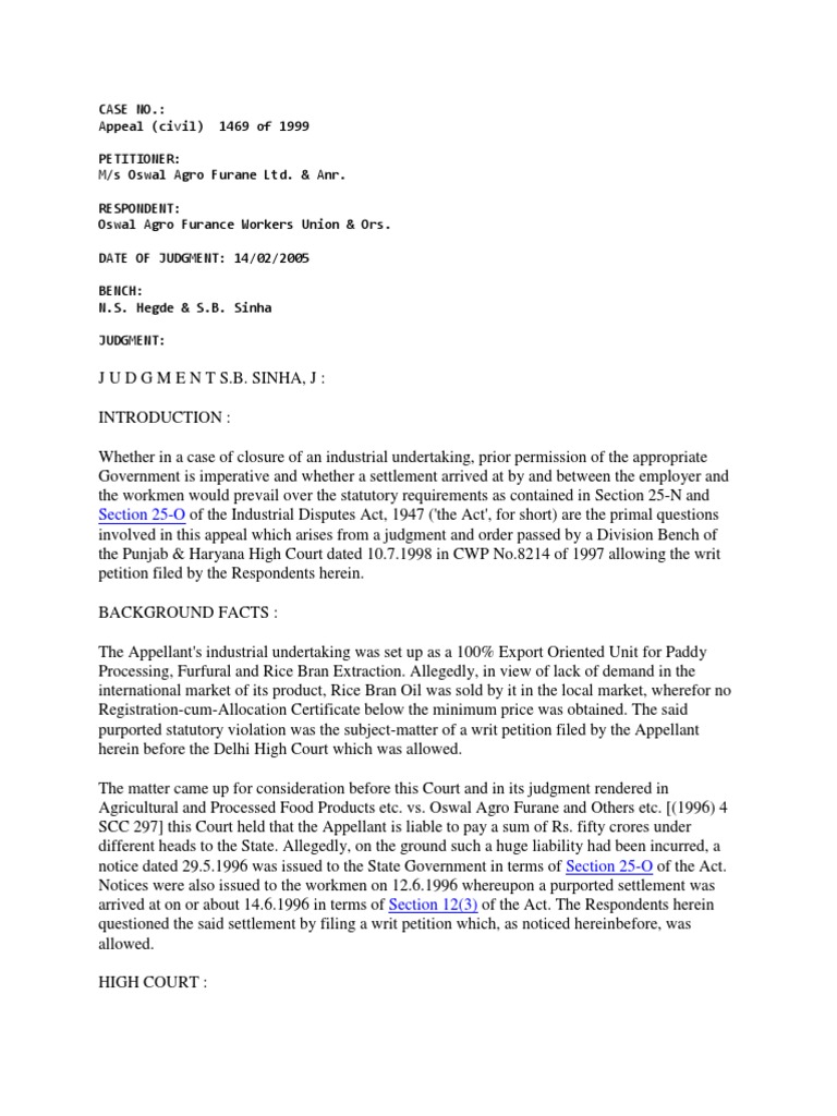 Oswal Case Study | PDF | Judgment (Law) | Precedent