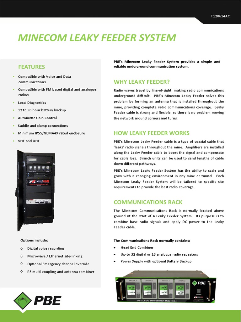 PBE Minecom Leaky Feeder System Overview | PDF | Coaxial Cable | Very ...