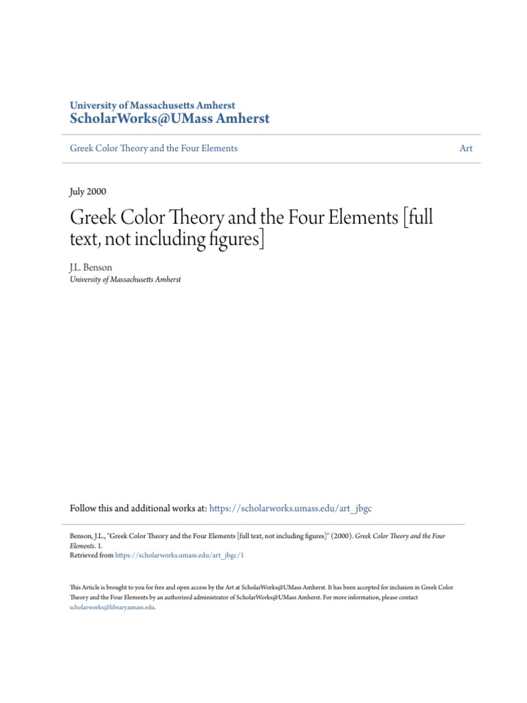Greek Color Theory and The Four Elements | PDF | Reason | Consciousness