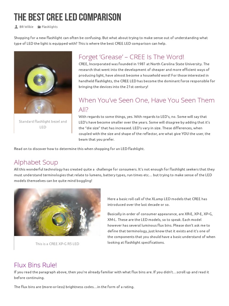 The Best CREE LED Comparison PDF | PDF | Flashlight | Light Emitting Diode