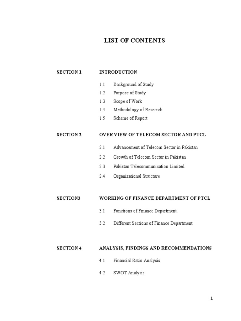 List of Contents: Section 1 | PDF | Capital Budgeting | Human Resource ...
